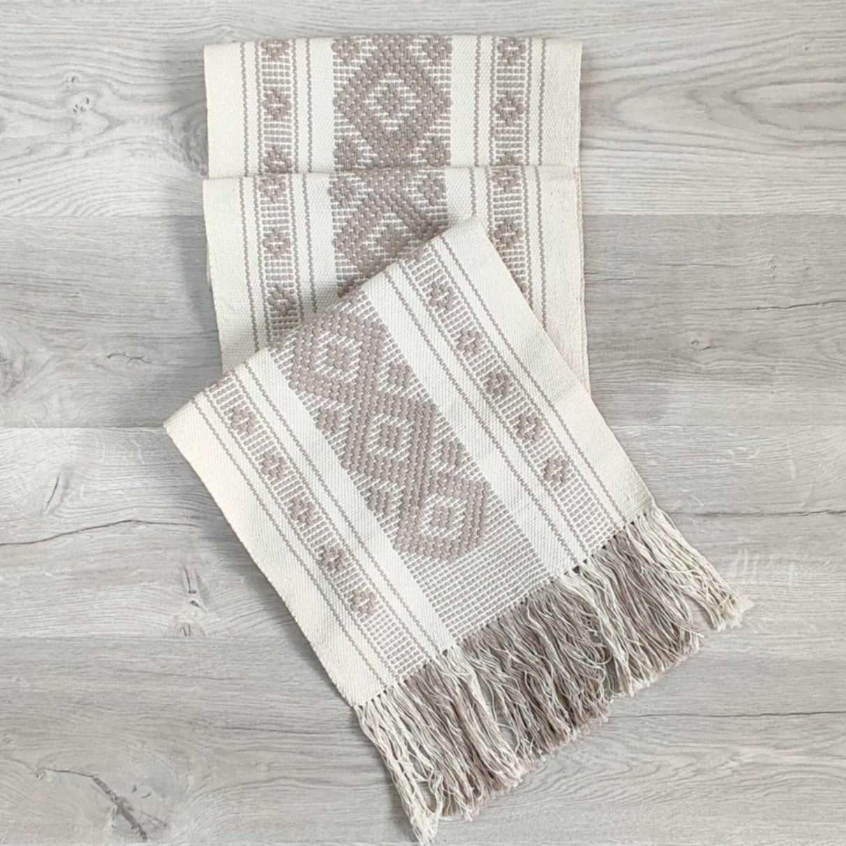 Handwoven Table Runner: Diamond Pattern